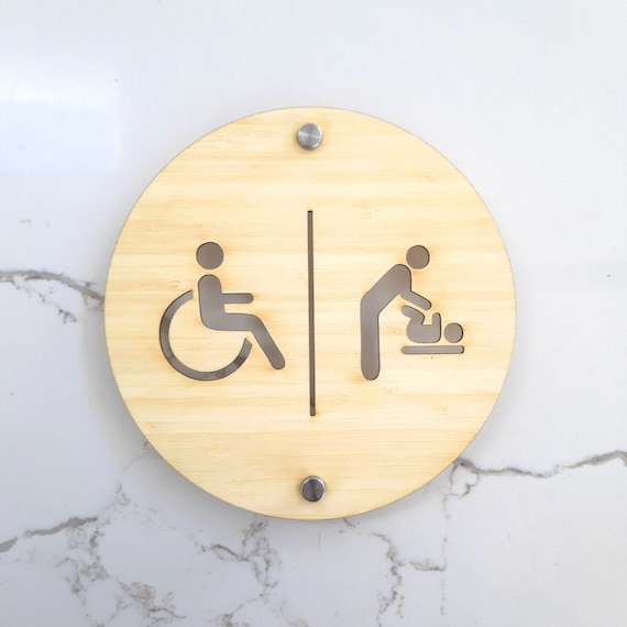 Round Wooden Disabled & Changing Room Sign - Etsy Australia