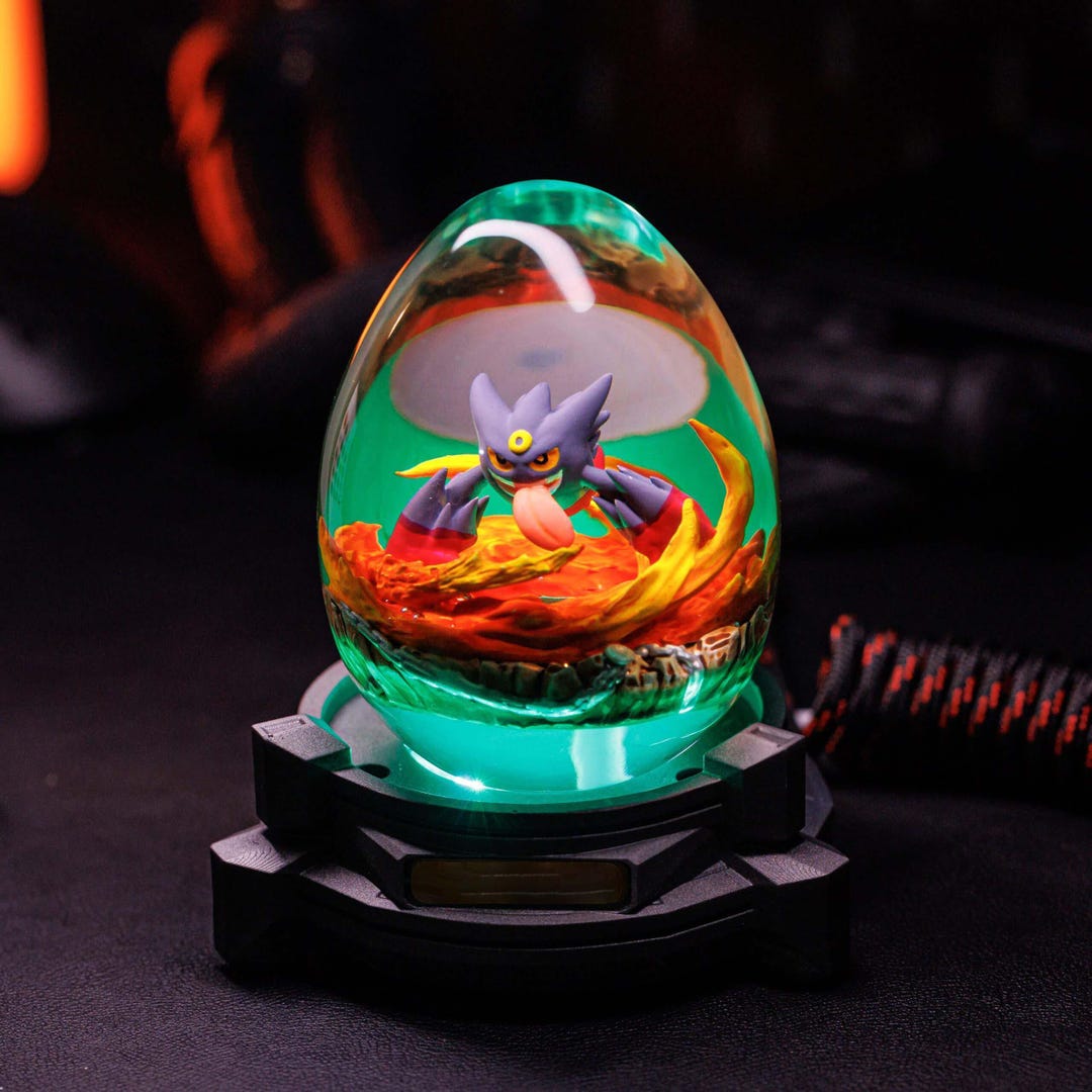 Fire Gengar Pokemon Resin Lamp Egg, Ghost Type Art Night Light, Unique ...
