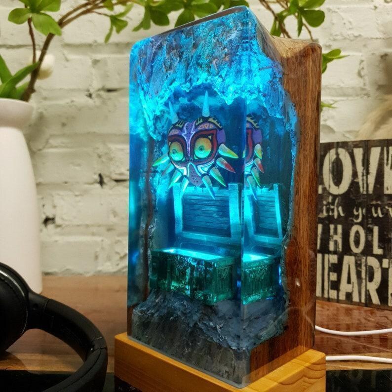 The Legend of Zelda Majora's Night Light-resin Wood Desk Decor, Gaming ...