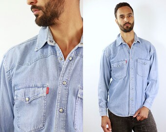 Vintage denim shirt | Etsy