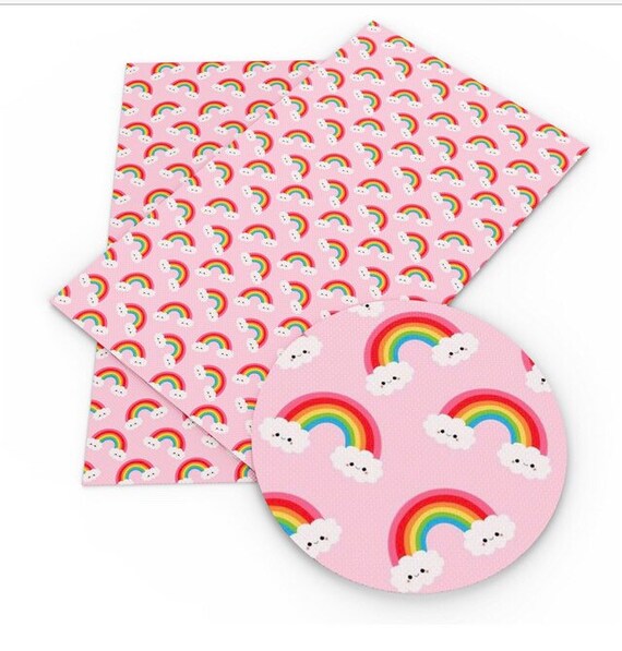 Rainbow Bright Faux Leather Sheet. Synthetic Vinyl. | Etsy