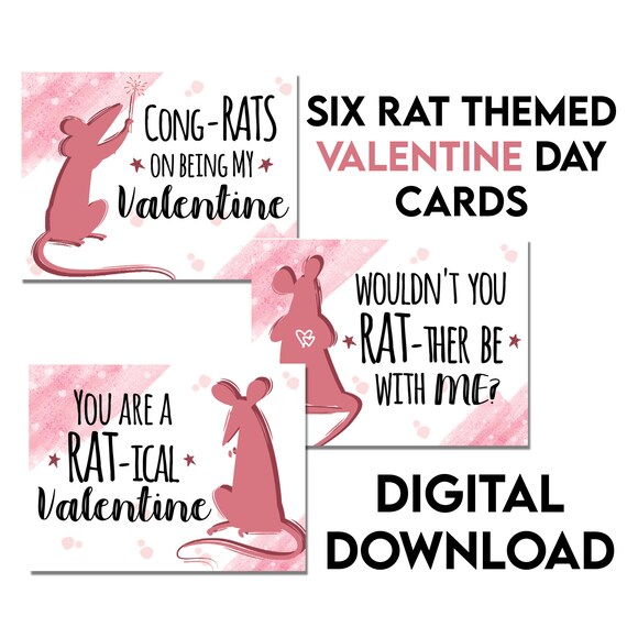 DIGITAL DOWNLOAD - Rat Themed Valentines Cards by Red Palette Art ...