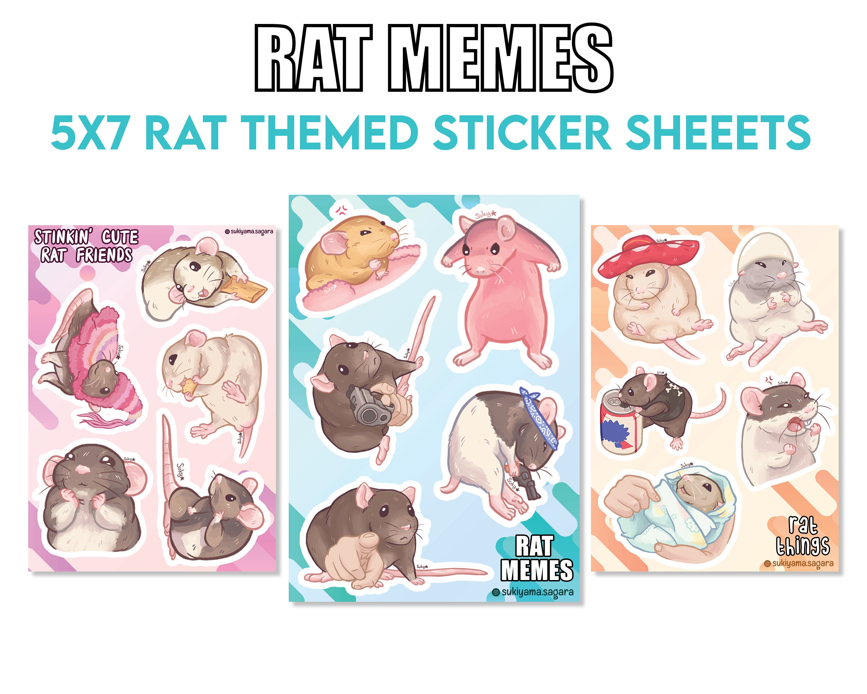 Meme Rat Stickers Vinyl Rat Sticker Sheets - Etsy