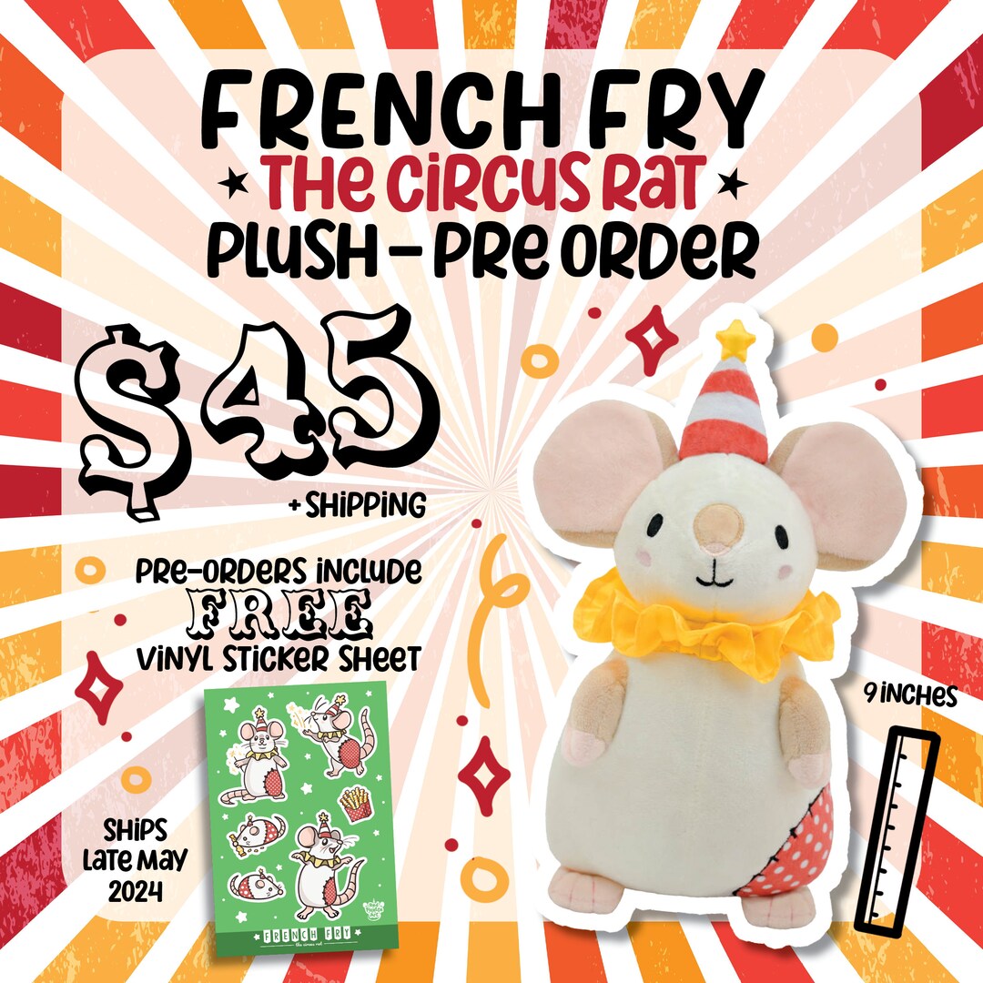 PREORDER French Fry the Circus Rat Charming 9 Polyester Plush Free ...