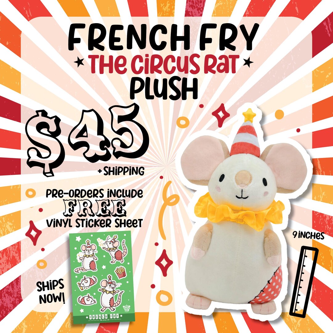 French Fry the Circus Rat Charming 9 Polyester Plush Free Sticker Sheet ...