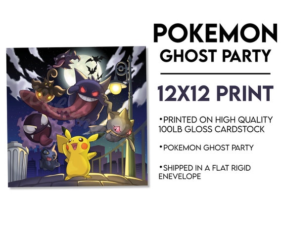 Pokemon Pikachu Ghost Party - 12x12 Print by Red Palette Art | Catch My ...
