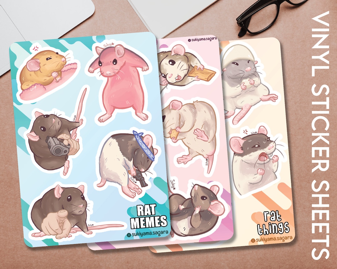 Meme Rat Stickers Vinyl Rat Sticker Sheets - Etsy