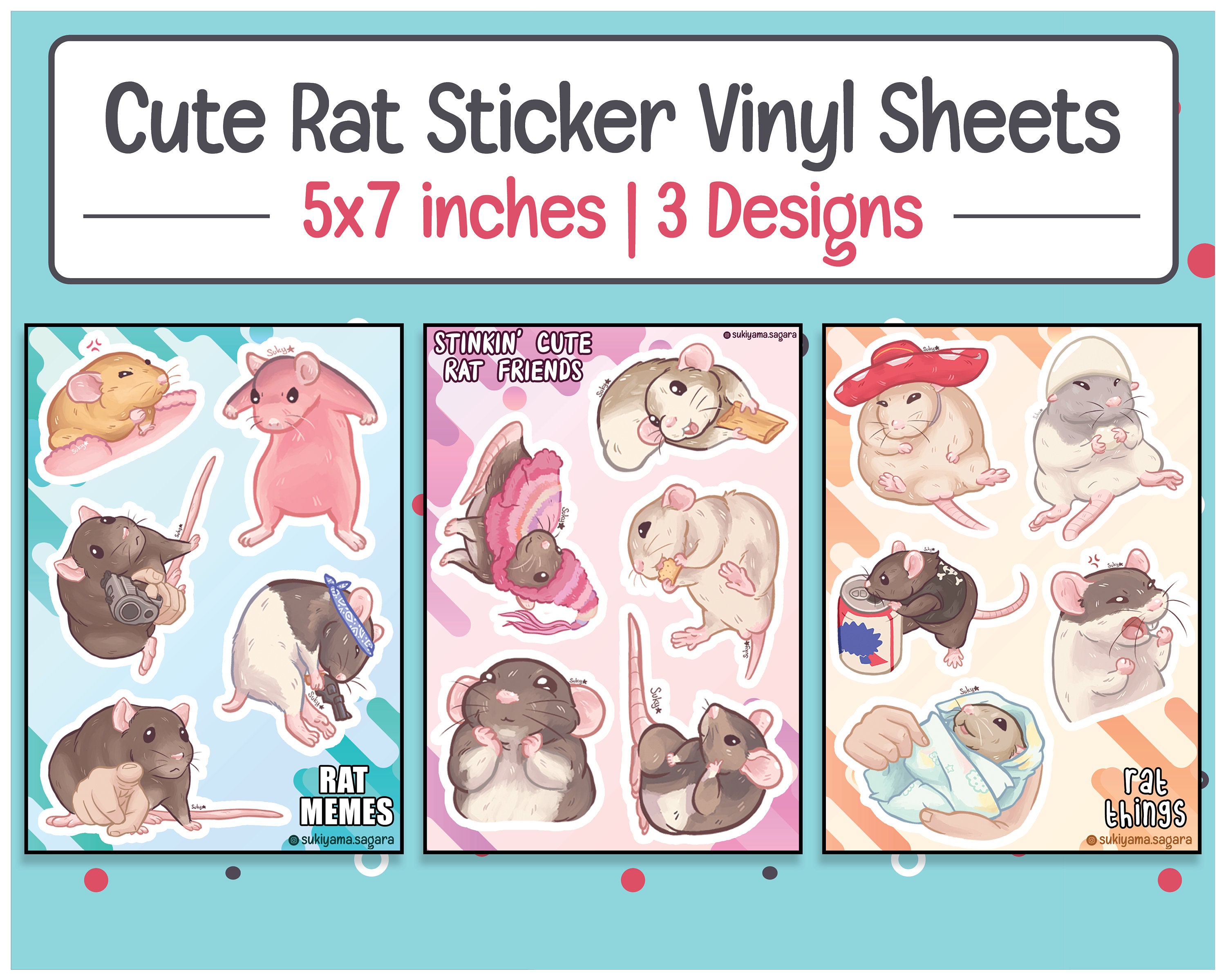 Meme Rat Stickers Vinyl Rat Sticker Sheets - Etsy