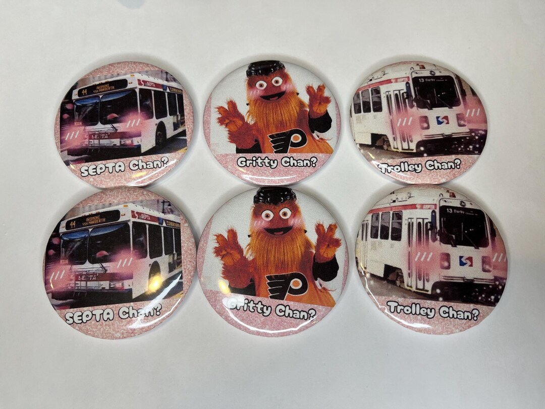 Philly Meme Septa Chan Gritty Trolley Philadelphia Button Set of 3 - Etsy