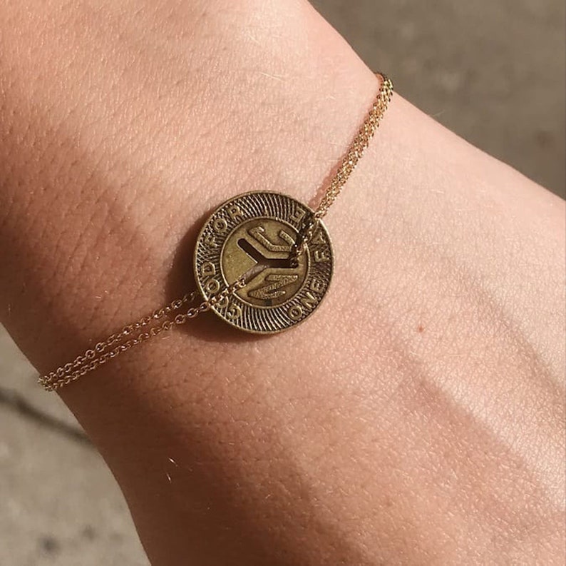 Vintage NYC Subway Token Bracelet - Etsy