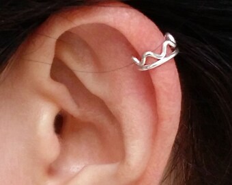 Helix Hoops Fake Helix Ring Two Ring Helix Ear Cuff Silver | Etsy India