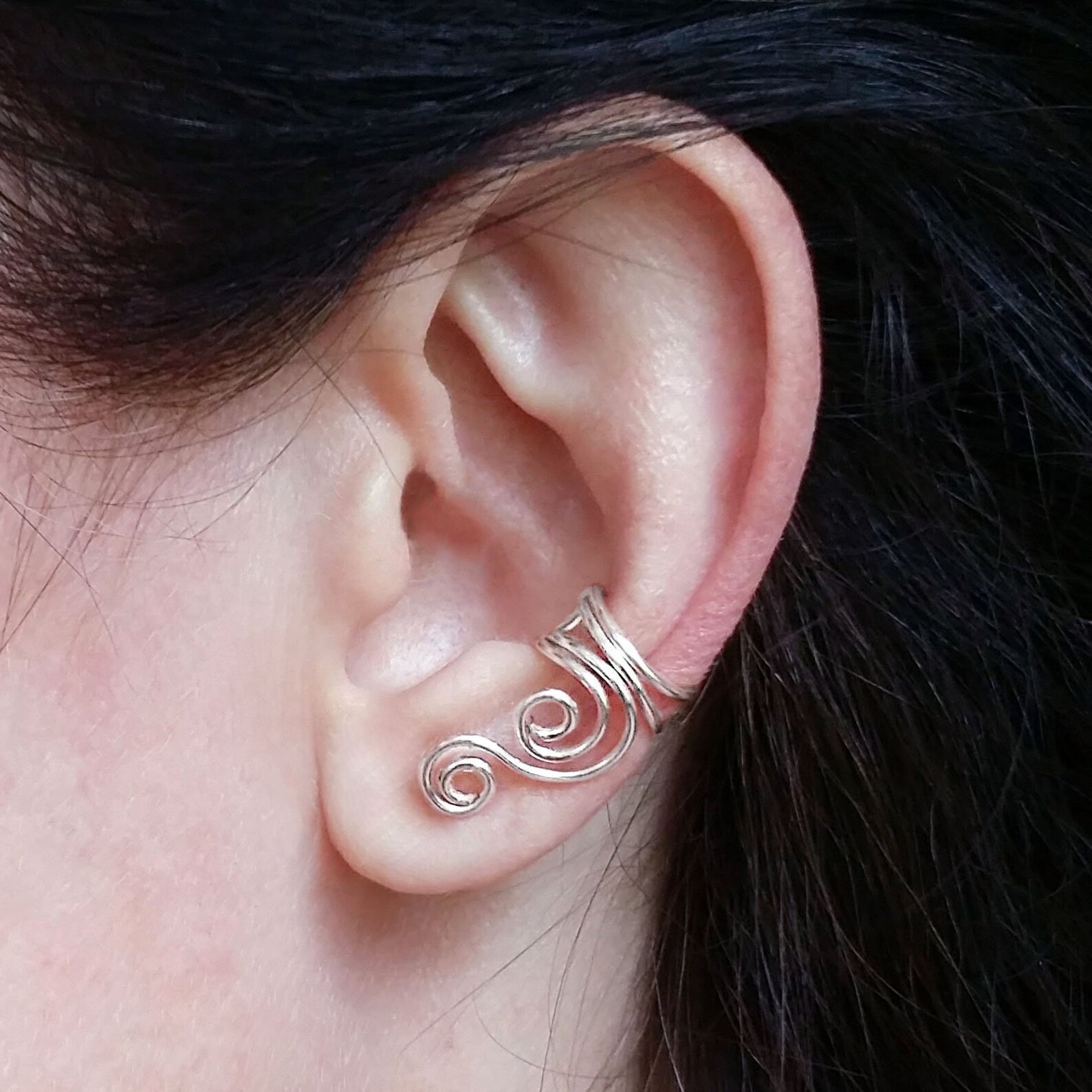 Silver Ear Cuff Curly Ear Wrap Swirly Silver Ear Cuff No - Etsy