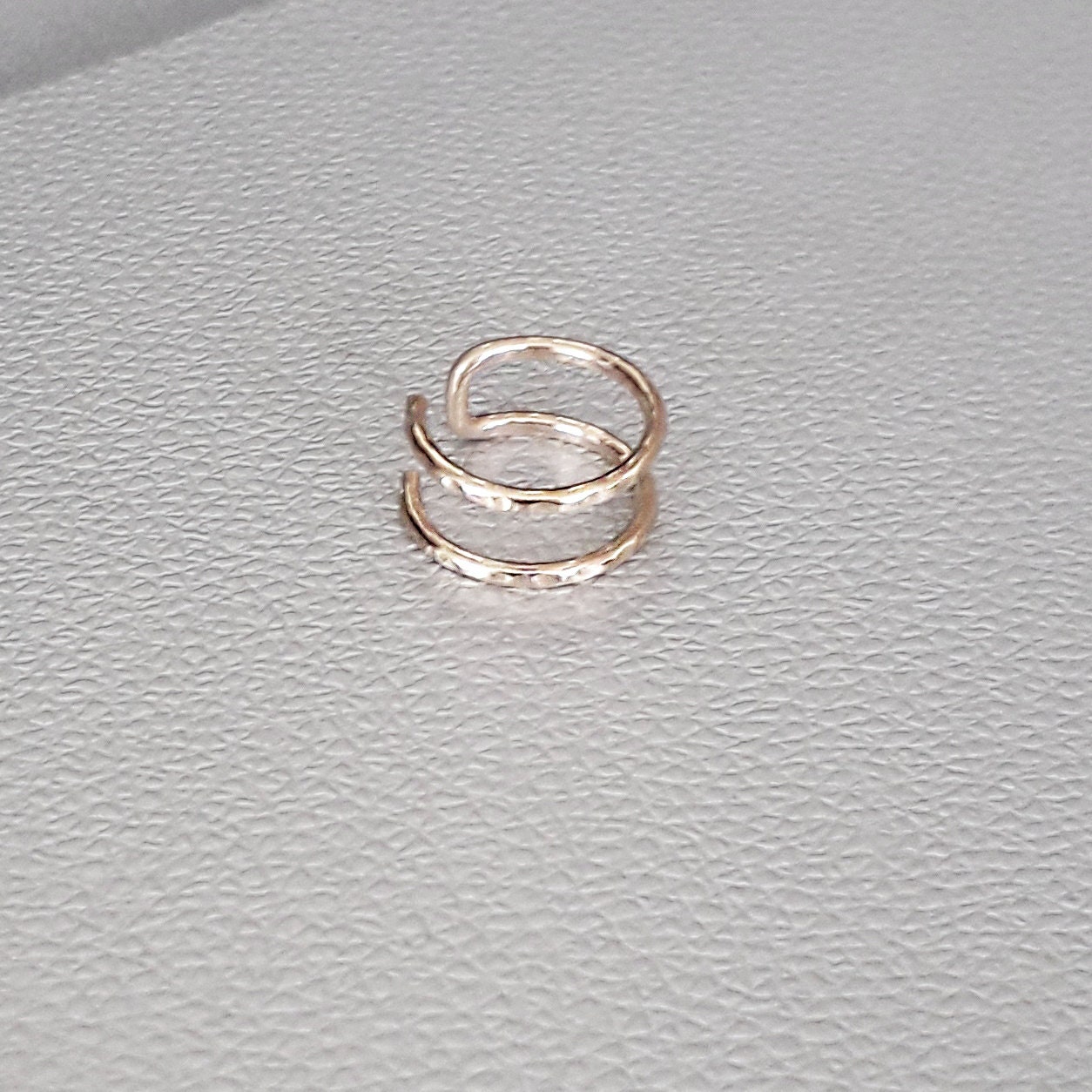 Hammered Rose Gold Filled Helix Hoops Fake Helix Ring Two | Etsy