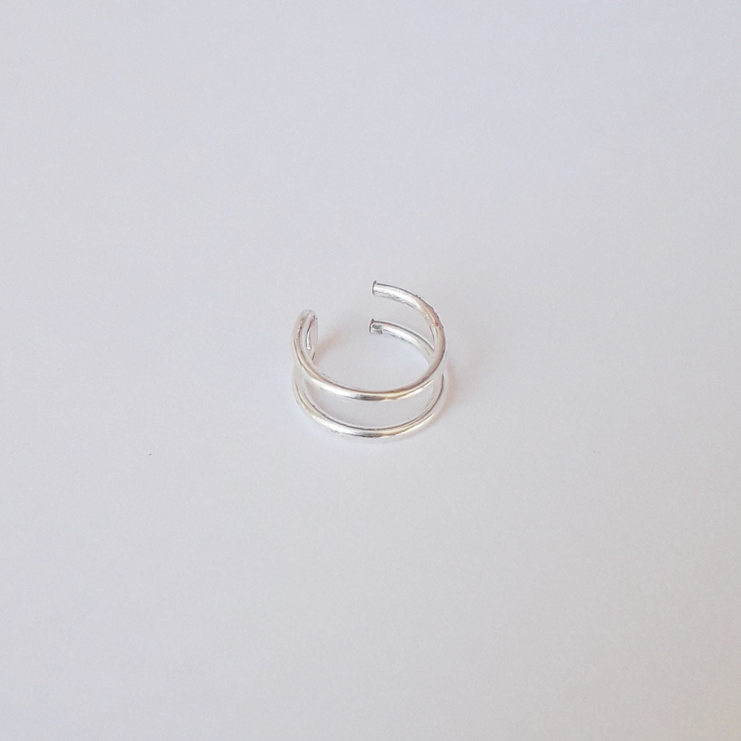 Helix Hoops Fake Helix Ring Two Ring Helix Ear Cuff Silver | Etsy