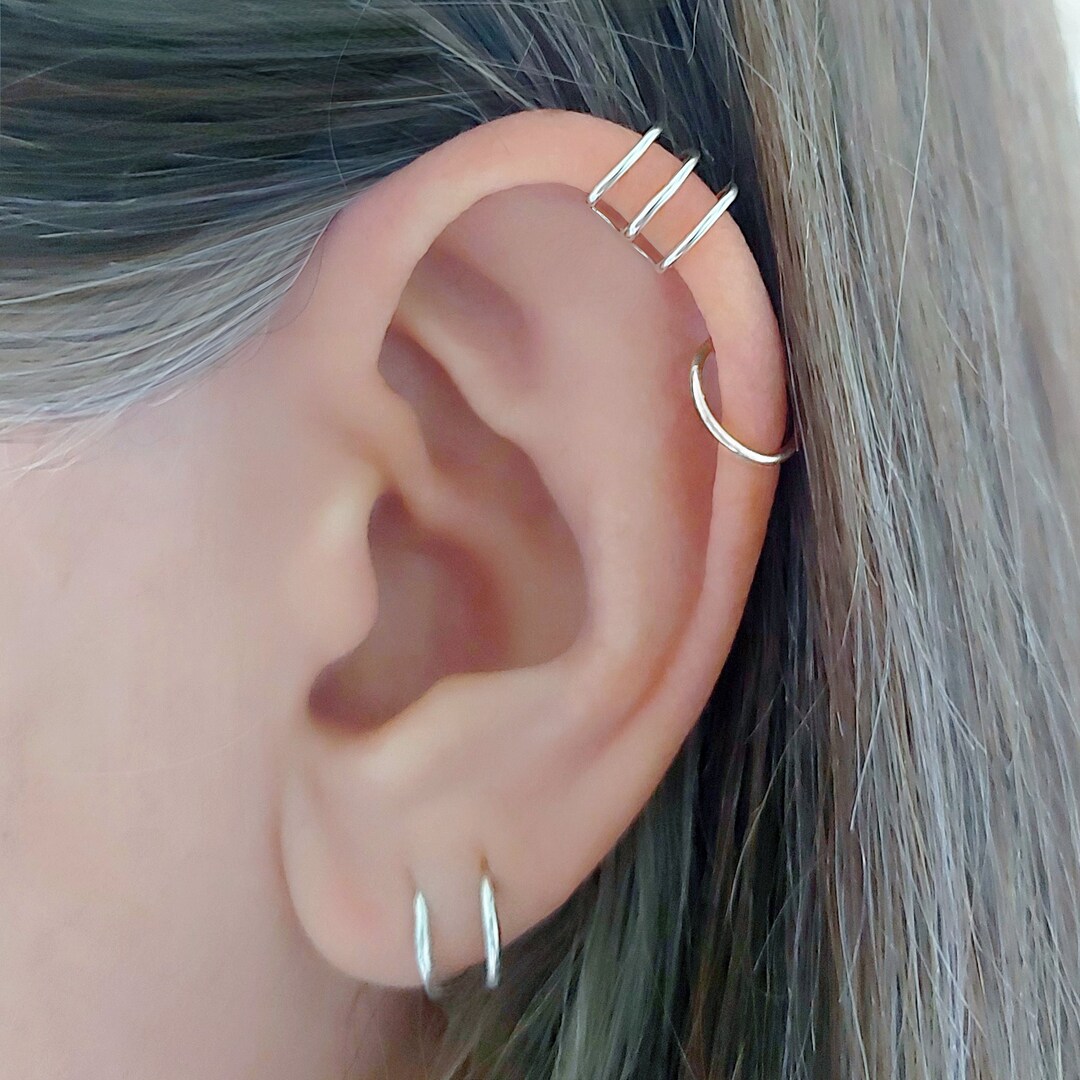 Helix Ear Cuff Silver Helix Hoops Gold Clip on Helix Hoop Ear Cuff ...