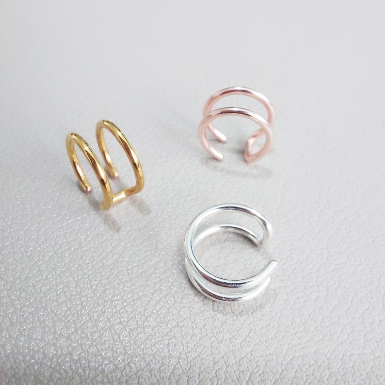 Helix Hoops Fake Helix Ring Two Ring Helix Ear Cuff Silver - Etsy India