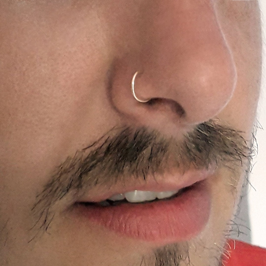 Mens Nose Ring, Gold Filled Nose Ring, Gold Cartilage Hoops, Hugger ...