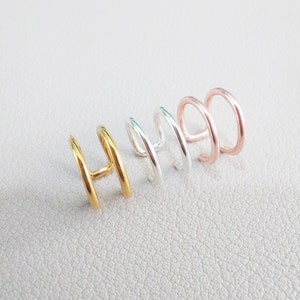 Helix Hoops, Fake Helix Ring, Two Ring Helix, Ear Cuff, Silver Helix ...