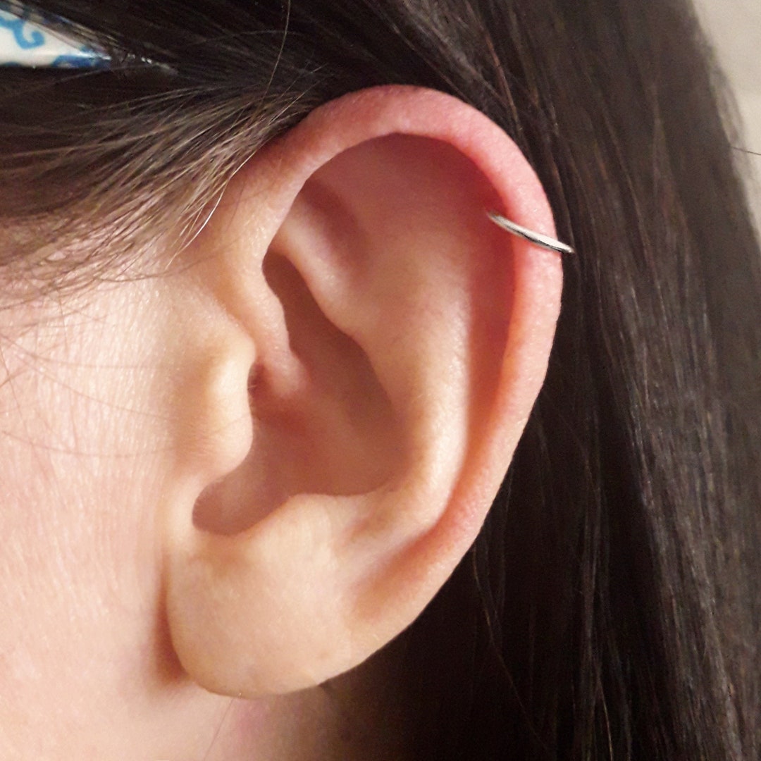 Silver Helix Hoop, Helix Ring, Tragus Hoop, Minimal Huggie Earrings ...