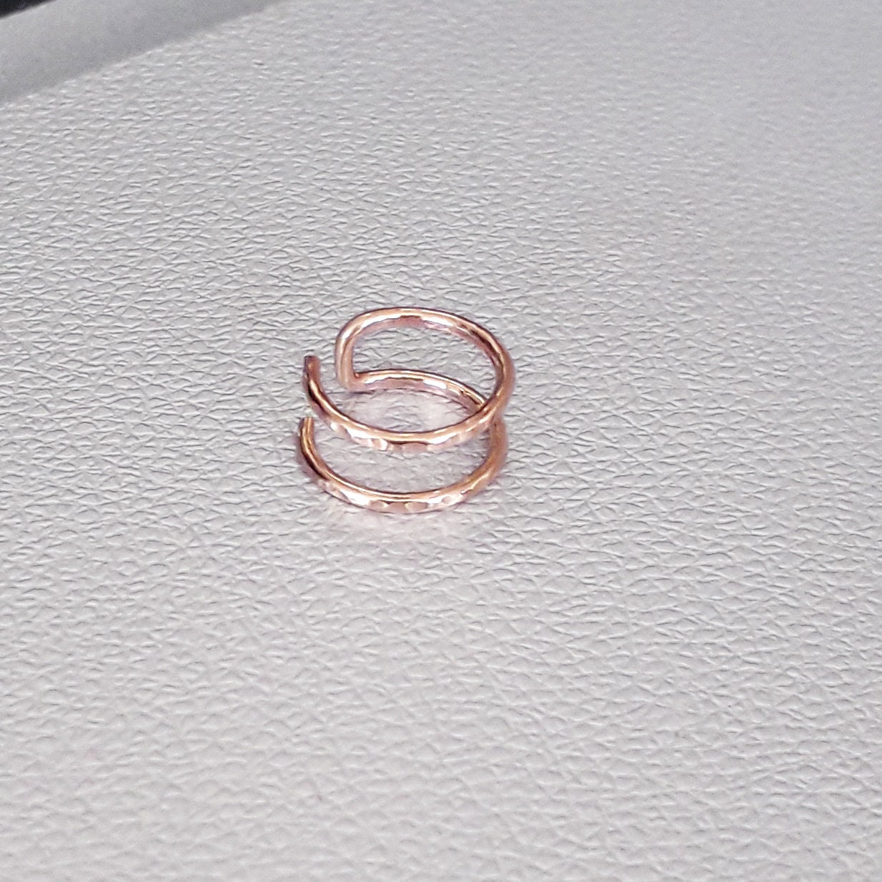 Hammered Rose Gold Filled Helix Hoops Fake Helix Ring Two | Etsy