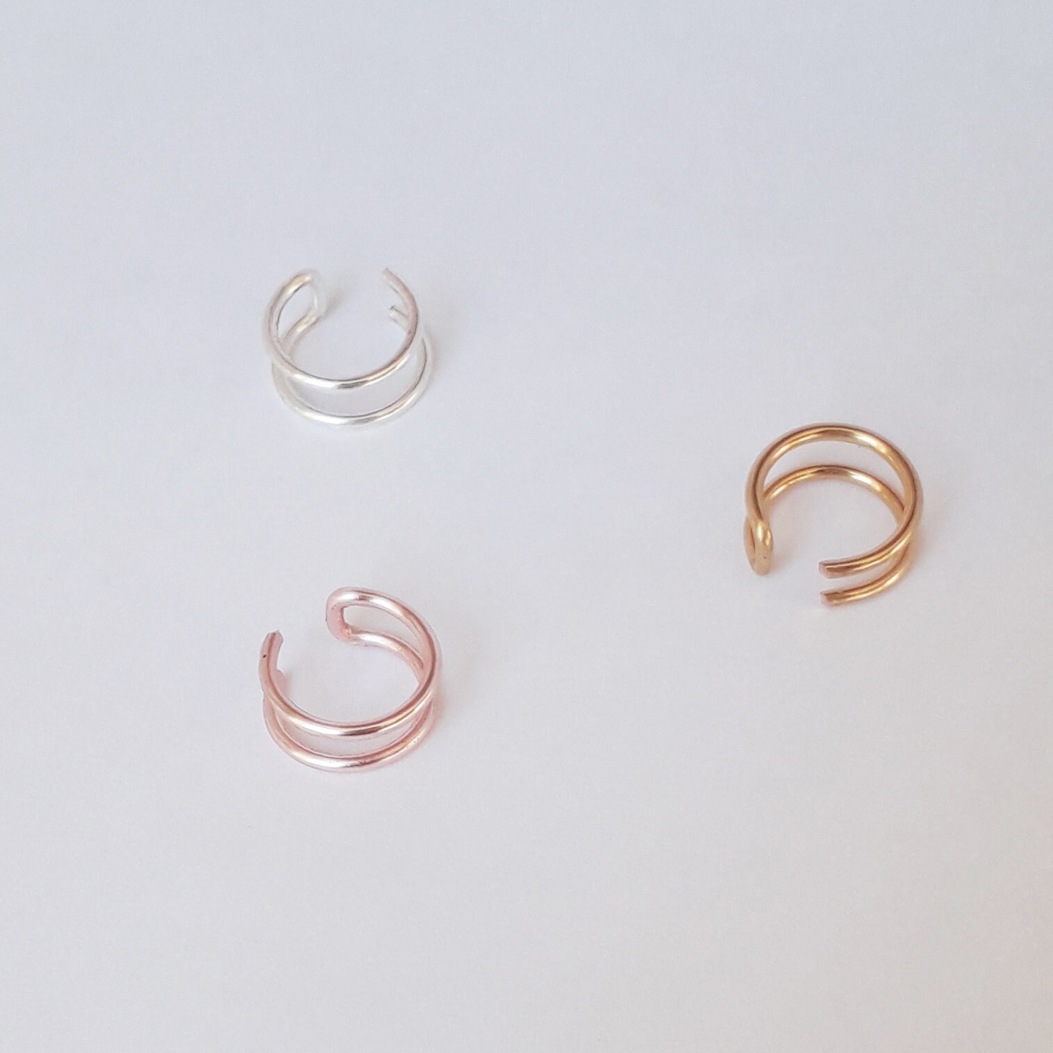 Helix Hoops Fake Helix Ring Two Ring Helix Ear Cuff Silver | Etsy