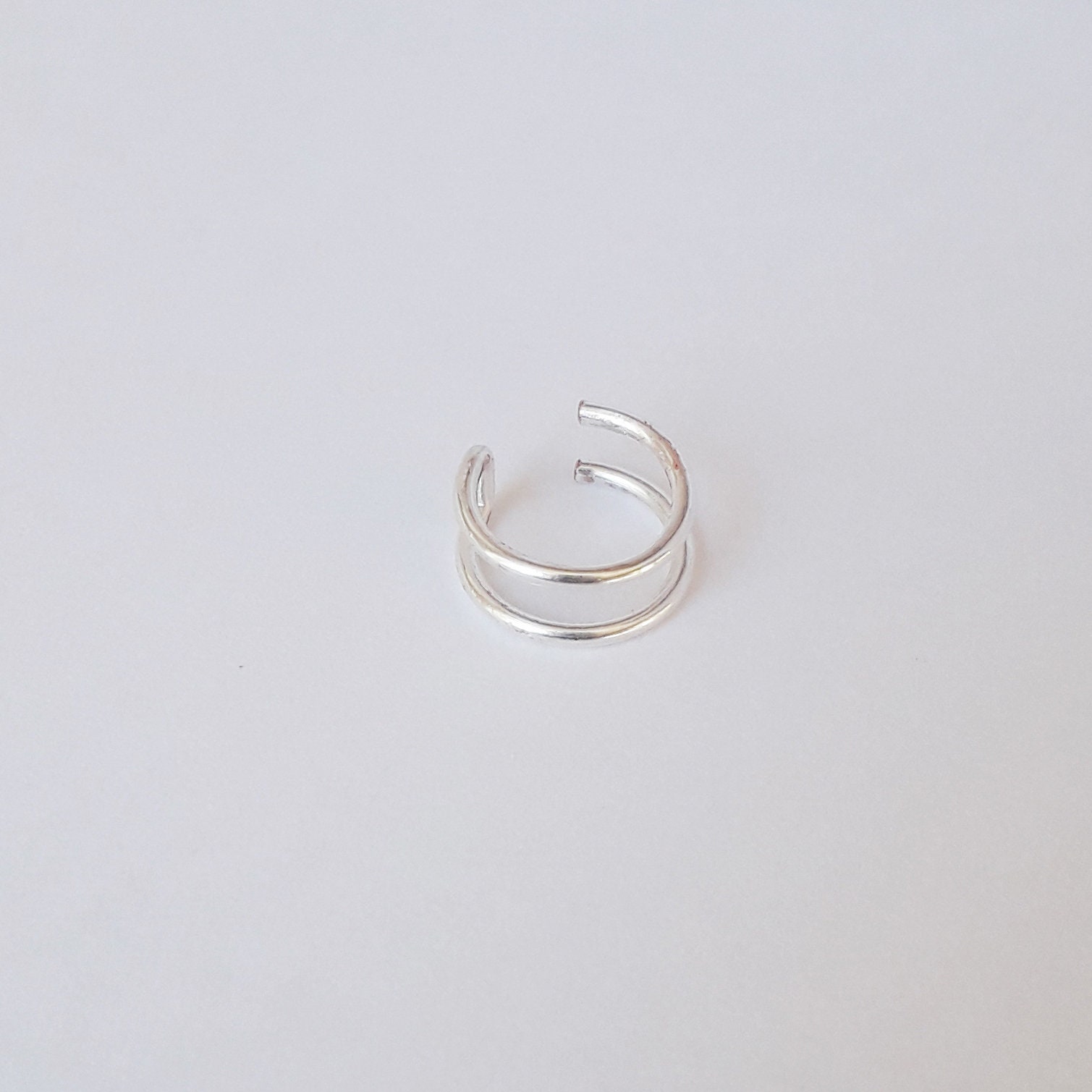 Helix Hoops Fake Helix Ring Two Ring Helix Ear Cuff Silver | Etsy