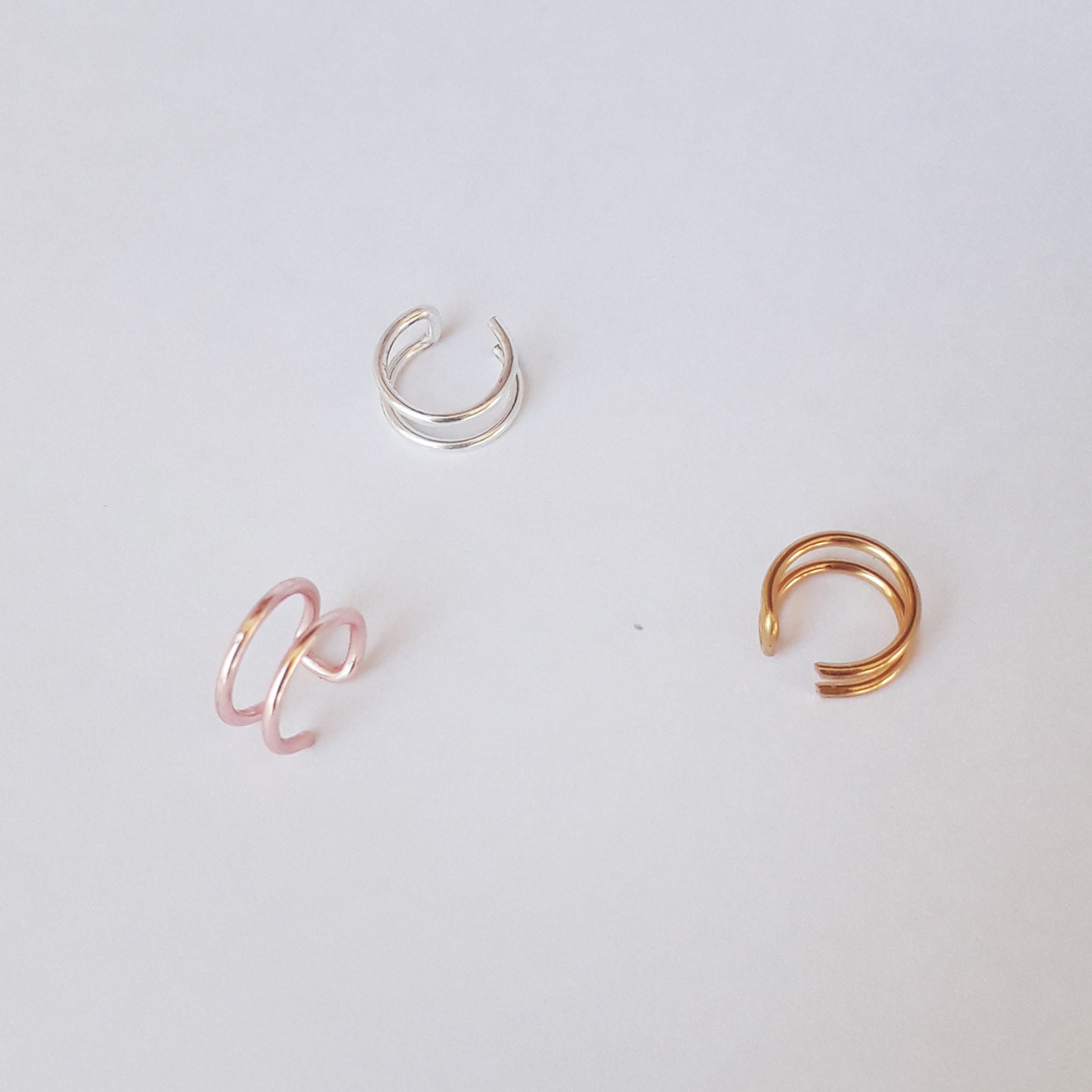 Helix Hoops Fake Helix Ring Two Ring Helix Ear Cuff Silver | Etsy