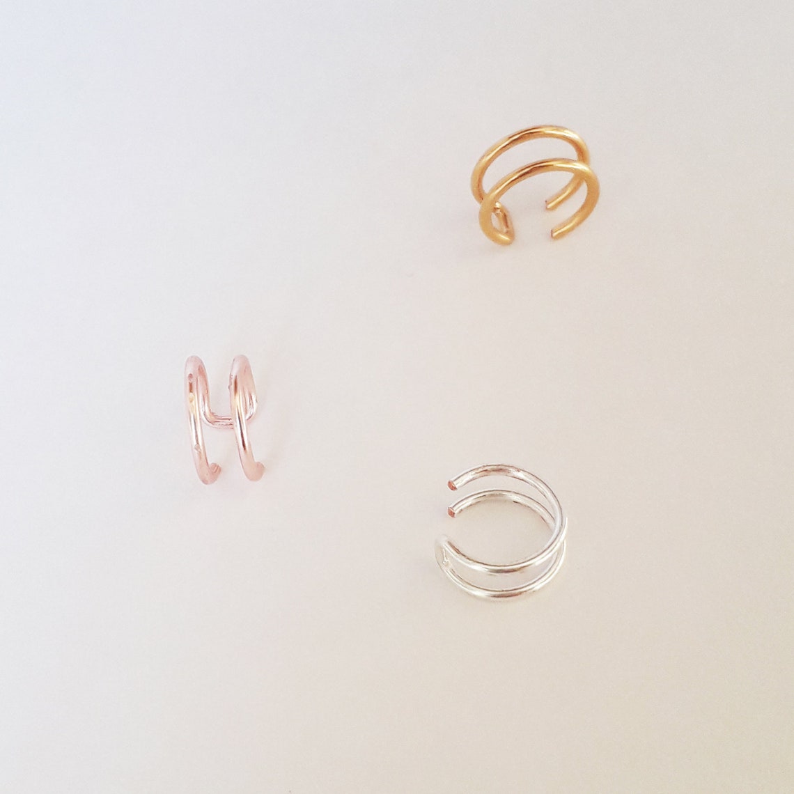 Helix Hoops Fake Helix Ring Two Ring Helix Ear Cuff Silver | Etsy India