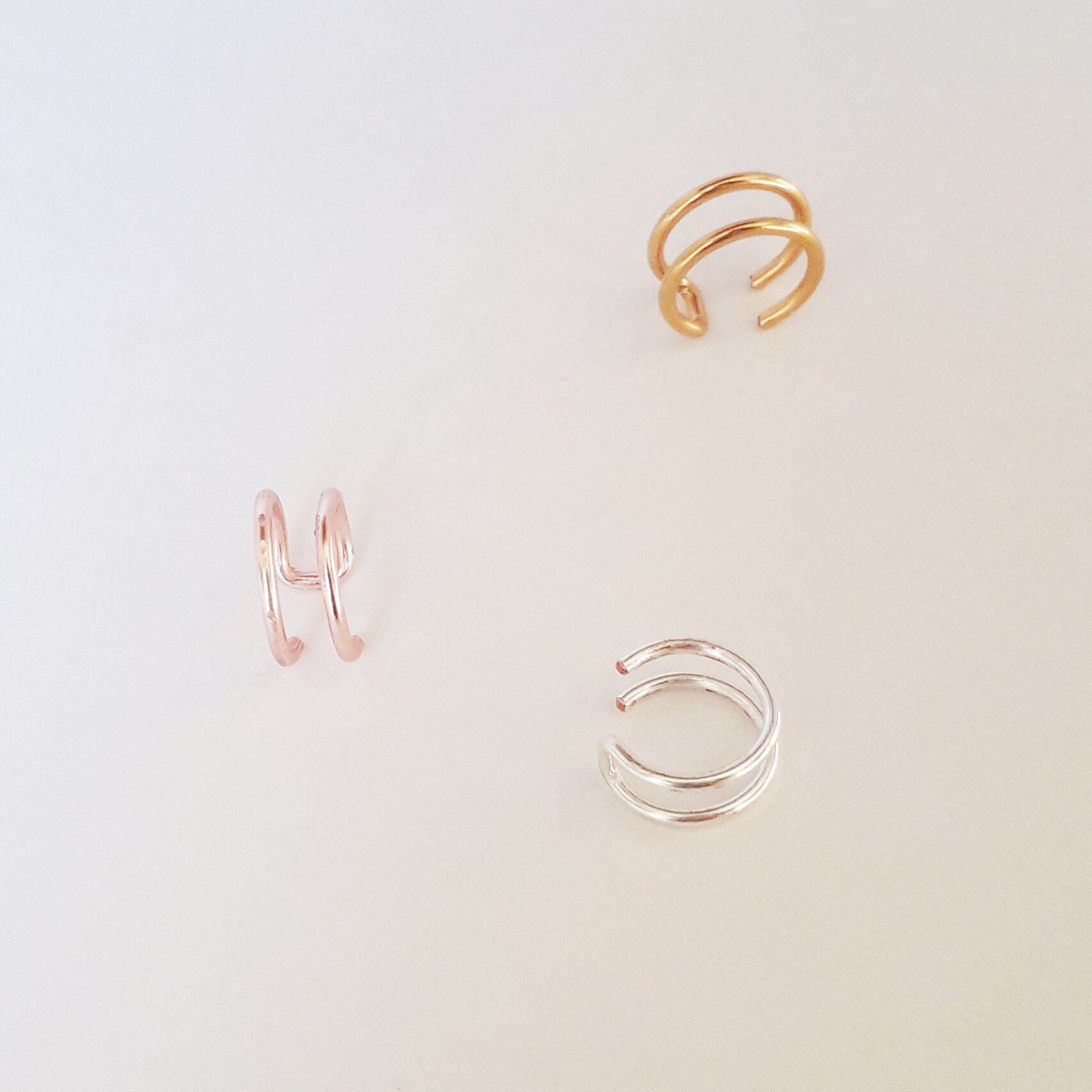 Helix Hoops Fake Helix Ring Two Ring Helix Ear Cuff Silver | Etsy