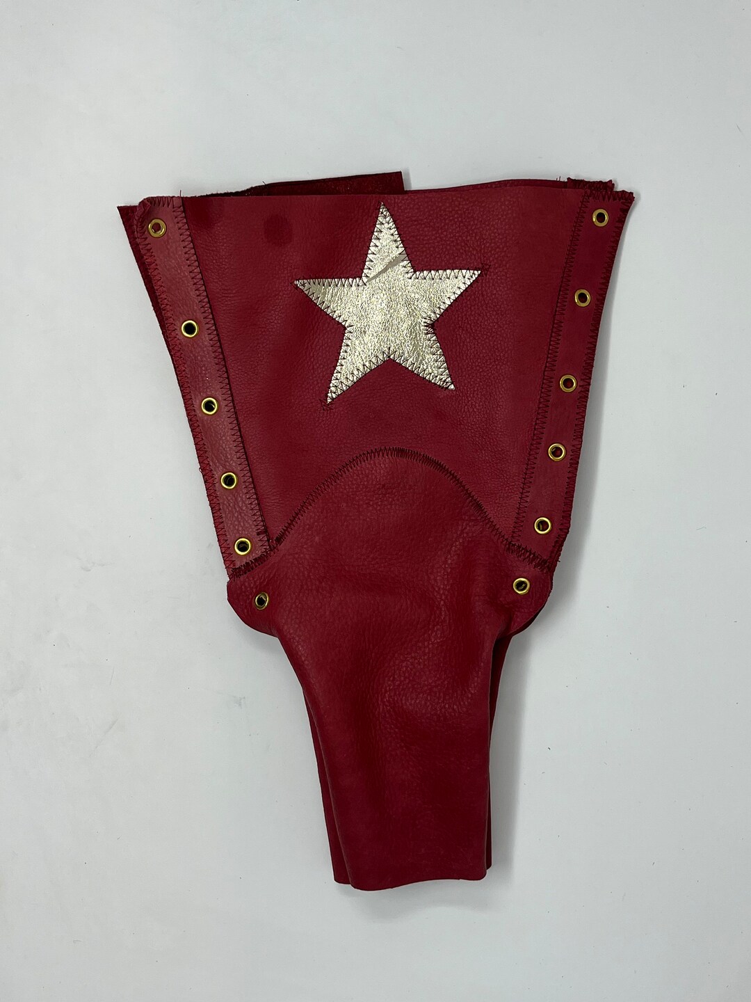 Red Leather With Gold Star Trapeze Boots gaiters - Etsy