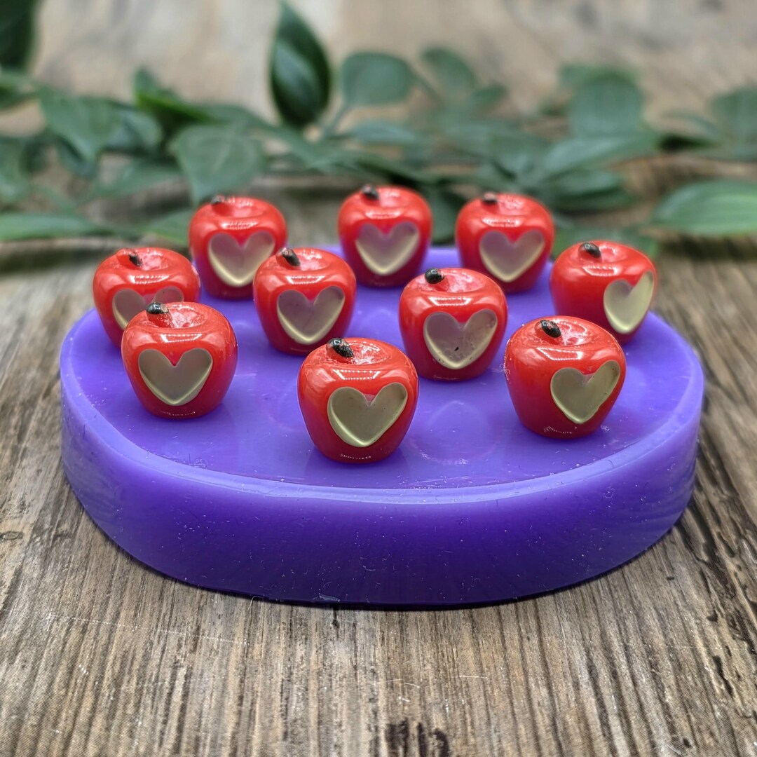 Silicone Mold Miniature Apples With Heart 3d 1.2 Cm for Resin ...