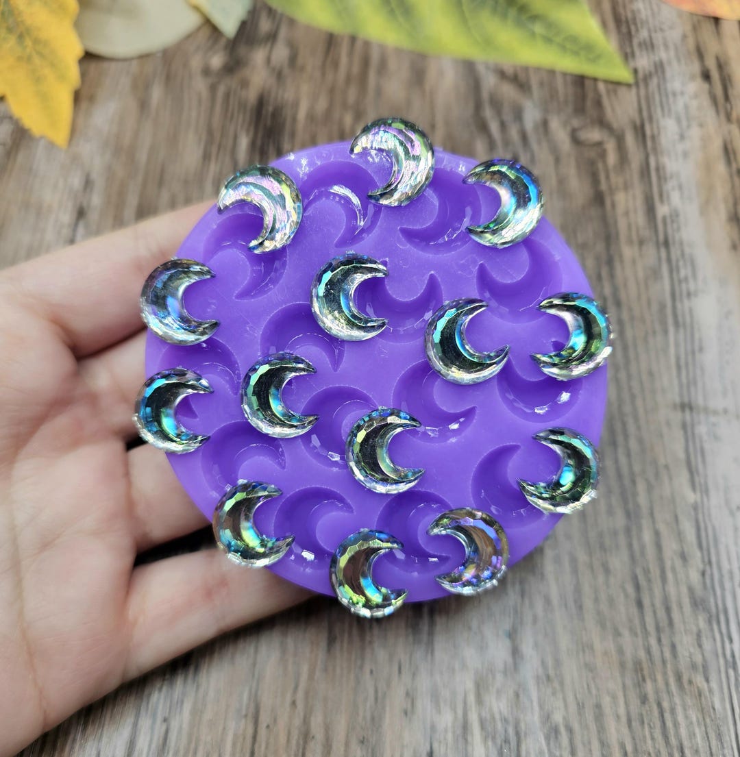 Flexible Silicone Mold Set of Faceted Moons 1.5 Cm for Resin, Jesmonite ...