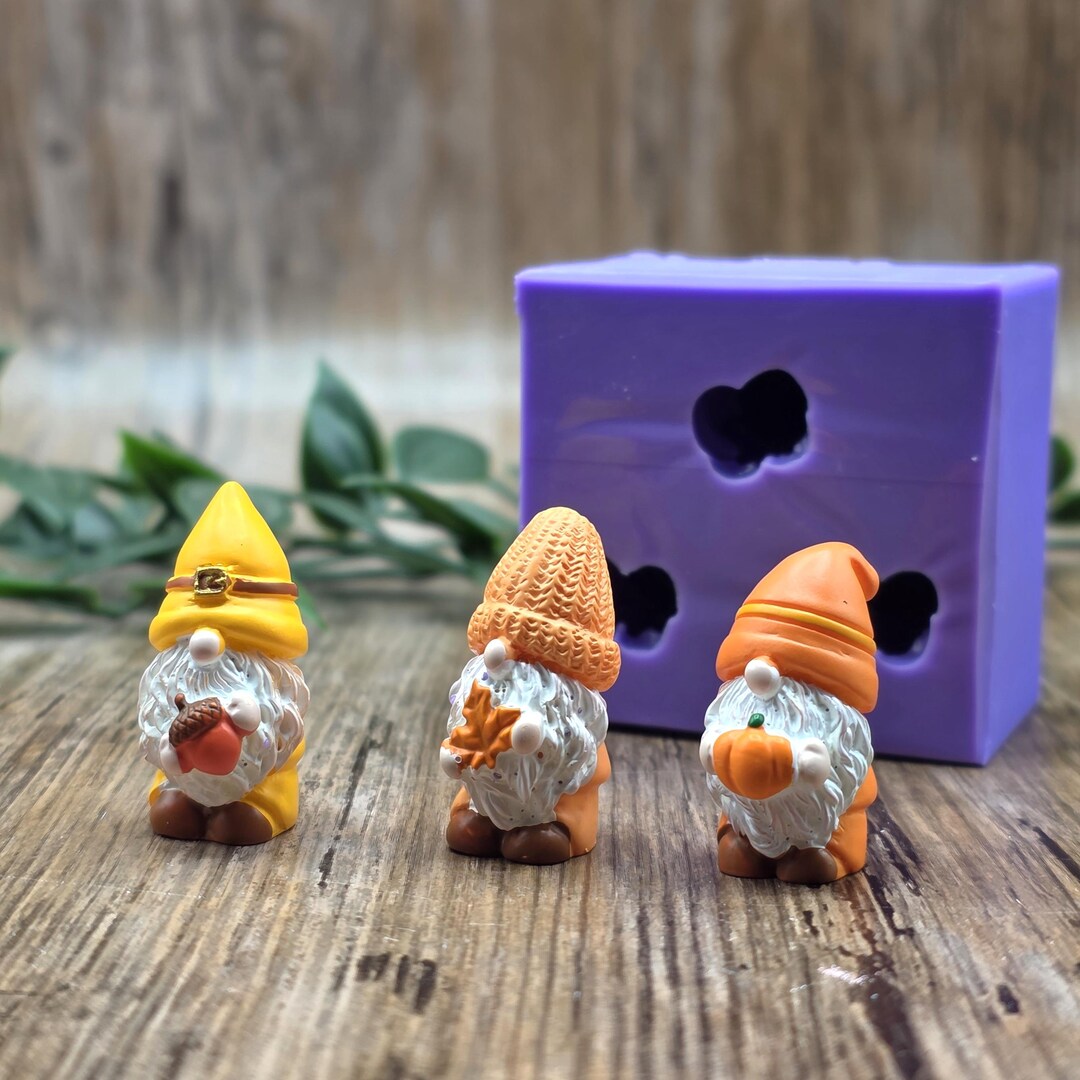 Silicone Mold 3 Autumn Gnomes 3d 2.5 Cm - 3 Cm for Resin, Jesmonite ...