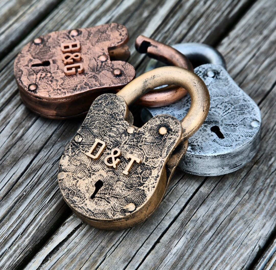 Personalized Engraved Brass Love Lock With Two Keys, Perfect Gift for ...