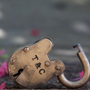 Love Lock, Unity Ceremony, Personalized Padlock, Flower Garden Wall Art ...