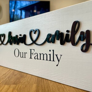 Personalised Family Name Plaque – 3D Acrylic Names on Wood Home Gift ...
