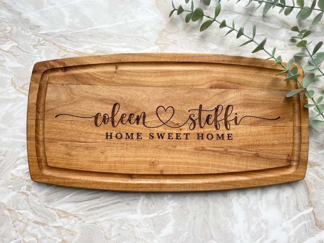 Personalised Engraved Acacia Rustic Wood Serving Board, Cheese Board ...