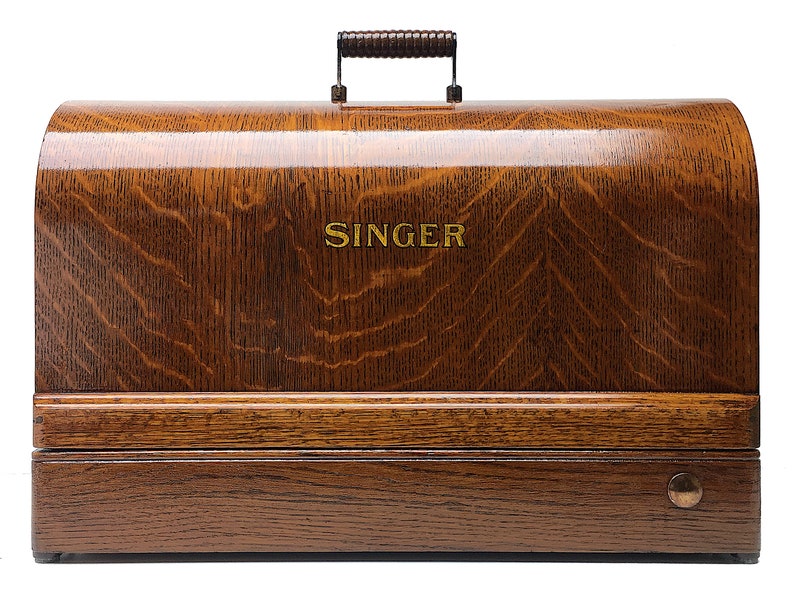 SINGER Sewing Machine Tiger Wood Bentwood Carrying Case for 15 15-91 ...