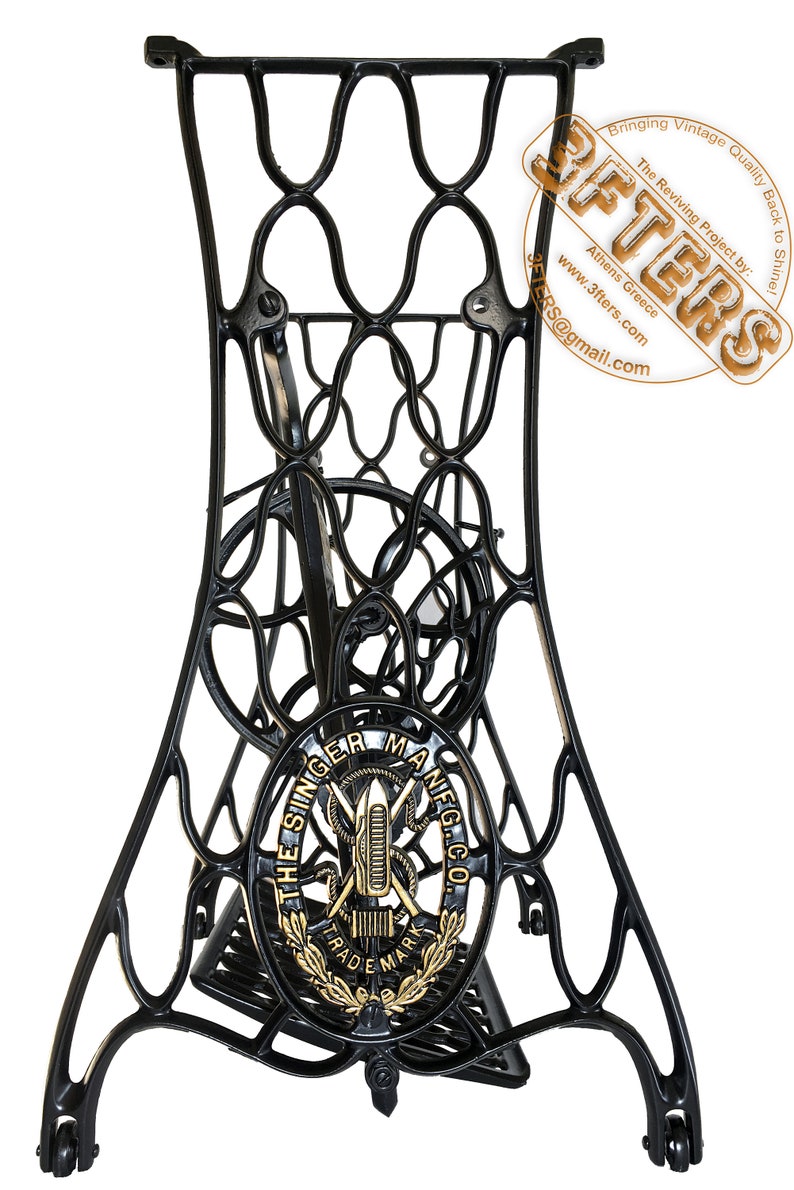 SINGER Sewing Machine Treadle Table Cast Iron Stand Legs Refurbished by ...