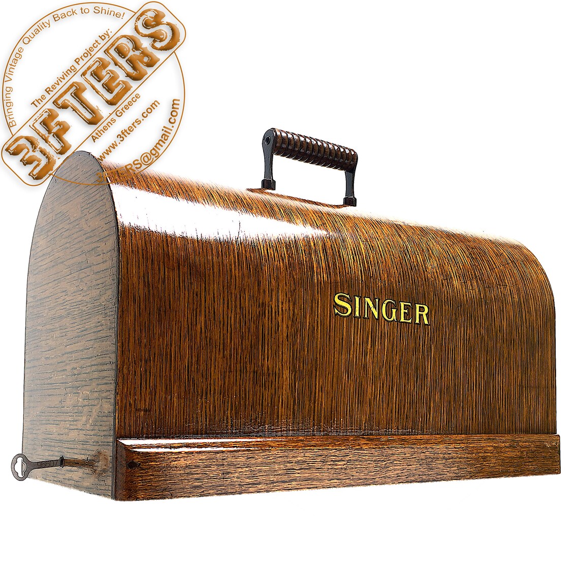 SINGER Sewing Machine Bentwood Carrying Wooden Case Top Cover Lid 99 28 ...