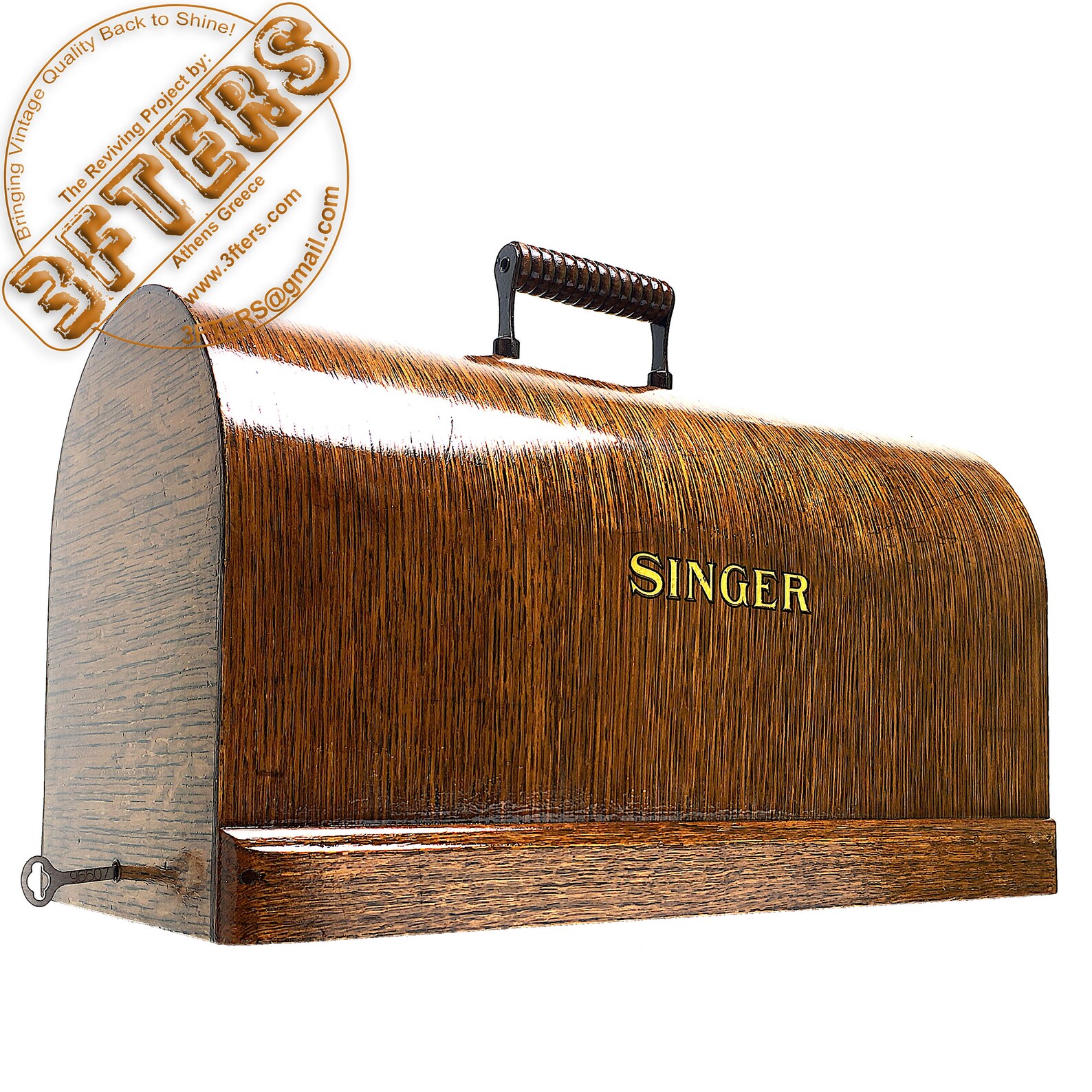 SINGER Sewing Machine Bentwood Carrying Wooden Case Top Cover Lid 99 28 ...
