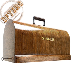 SINGER Sewing Machine Bentwood Carrying Wooden Case Top Cover Lid 99 28 ...