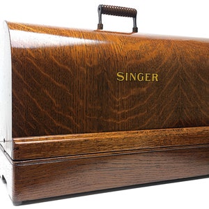 SINGER Sewing Machine Tiger Wood Bentwood Carrying Case for 15 15-91 ...