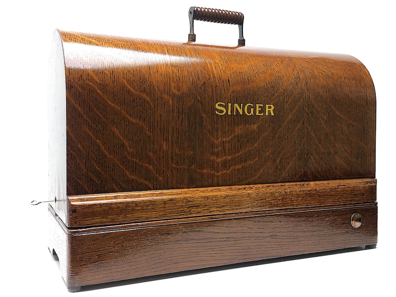 SINGER Sewing Machine Tiger Wood Bentwood Carrying Case for 15 15-91 ...