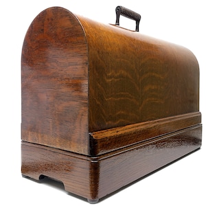 SINGER Sewing Machine Tiger Wood Bentwood Carrying Case for 15 15-91 ...