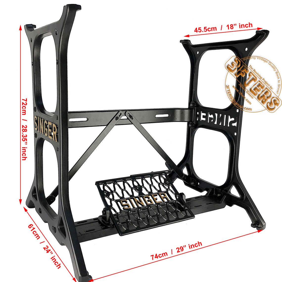 SINGER Sewing Machine Industrial Table Cast Iron Stand Legs Base by ...