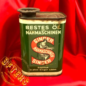 Vintage SINGER Sewing Machine Oiler Tin Metal Can Oil Container 1lt ...