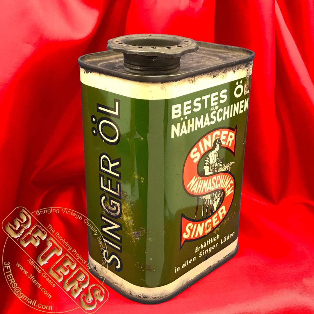 Vintage SINGER Sewing Machine Oiler Tin Metal Can Oil Container 1lt ...