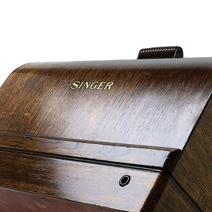 Restored SINGER Sewing Machine Bentwood Carrying Wooden Case Knee ...
