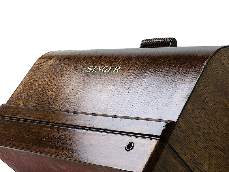 Restored SINGER Sewing Machine Bentwood Carrying Wooden Case Knee ...